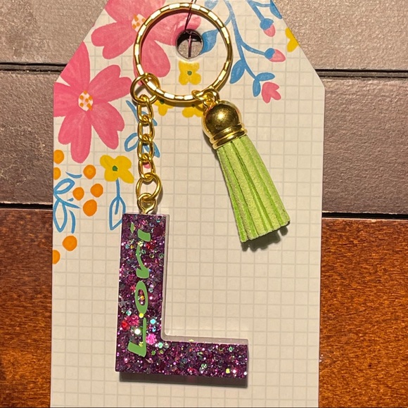 hand made | Accessories | Lori Letter L Glitter Resin Keychain | Poshmark